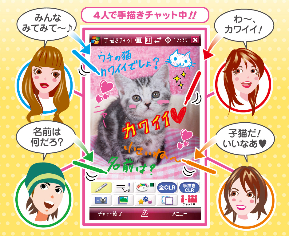 ～最先端のP2Pテクノロジーで新しいカタチのコミュニケーションが始まる～ヨシダカマガサコ、4人同時に『手描きチャット』が楽しめる『Piclee ...